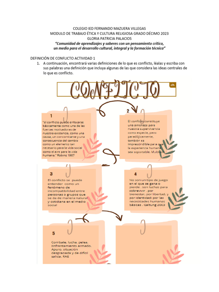 Modulo de Trabajo Ética Grado Décimo | PDF | Mediación | Las emociones