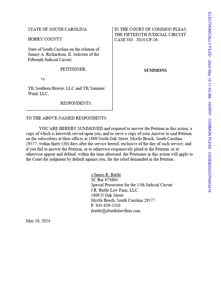 Southern Breeze, Summer Wind Temporary Injunction Request Filing | PDF ...
