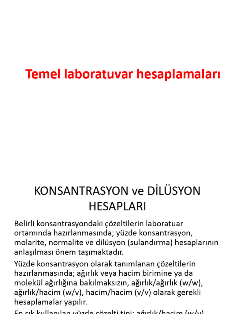 Temel laboratuvar hesaplamaları | PDF