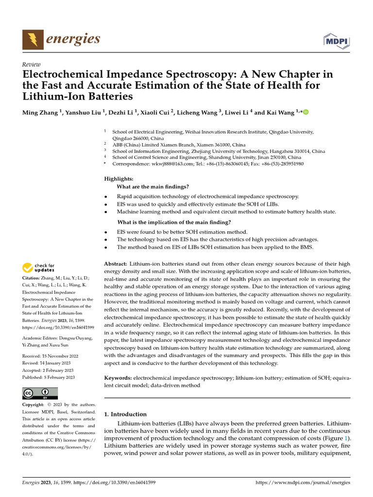 Electrochemical Impedance Spectroscopy A New Chapter in | PDF | Artificial Neural Network ...