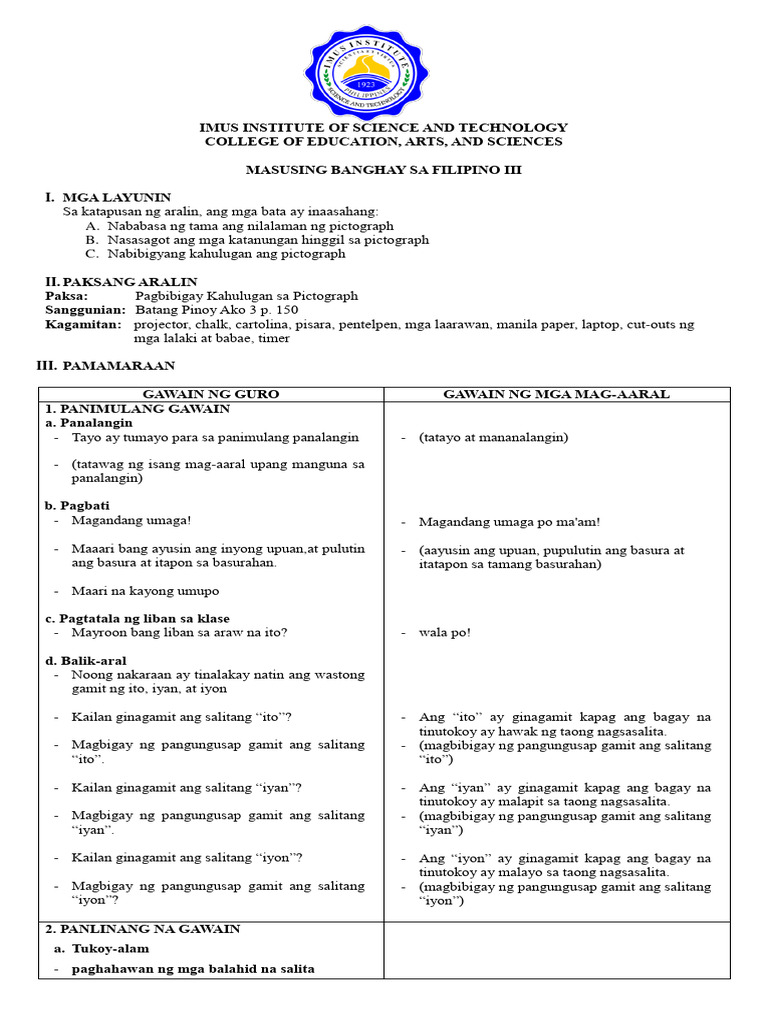 Detailed LessonPlan in Filipino 3 | PDF