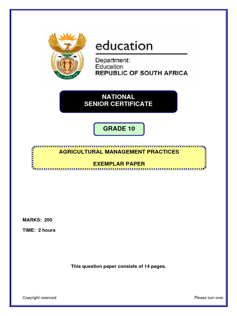 National Senior Certificate: Grade 10 | PDF | Agriculture | Soil