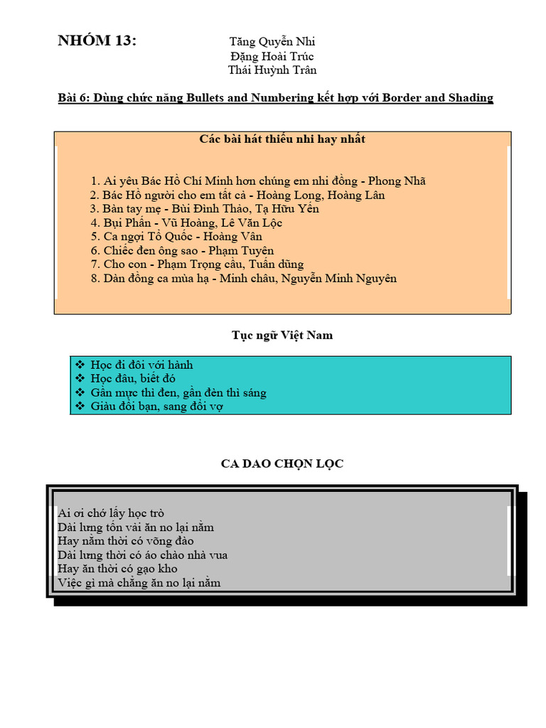 Nhóm 13 - Tab, Table | PDF