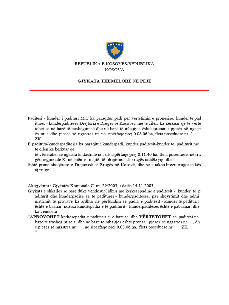 Formë - Vertetim Pronësie. | PDF