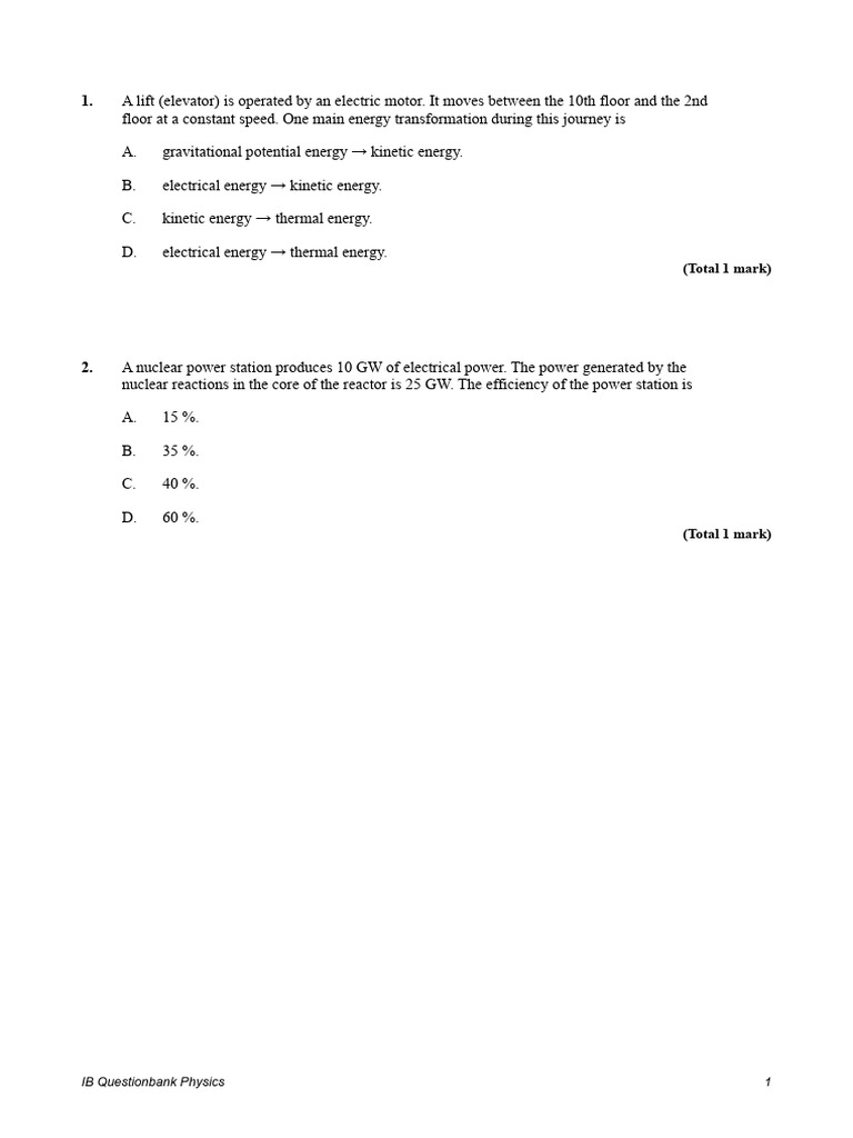 A3 IB-Style | PDF | Force | Potential Energy