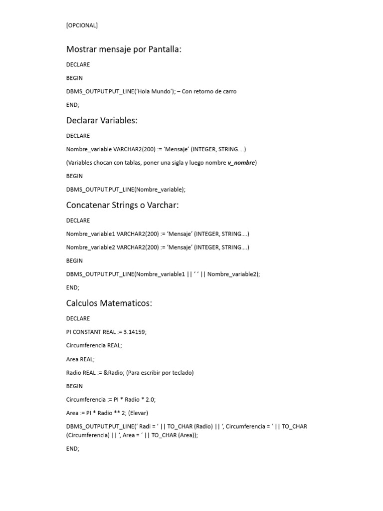 PL SQL | PDF | Programación de computadoras | SQL