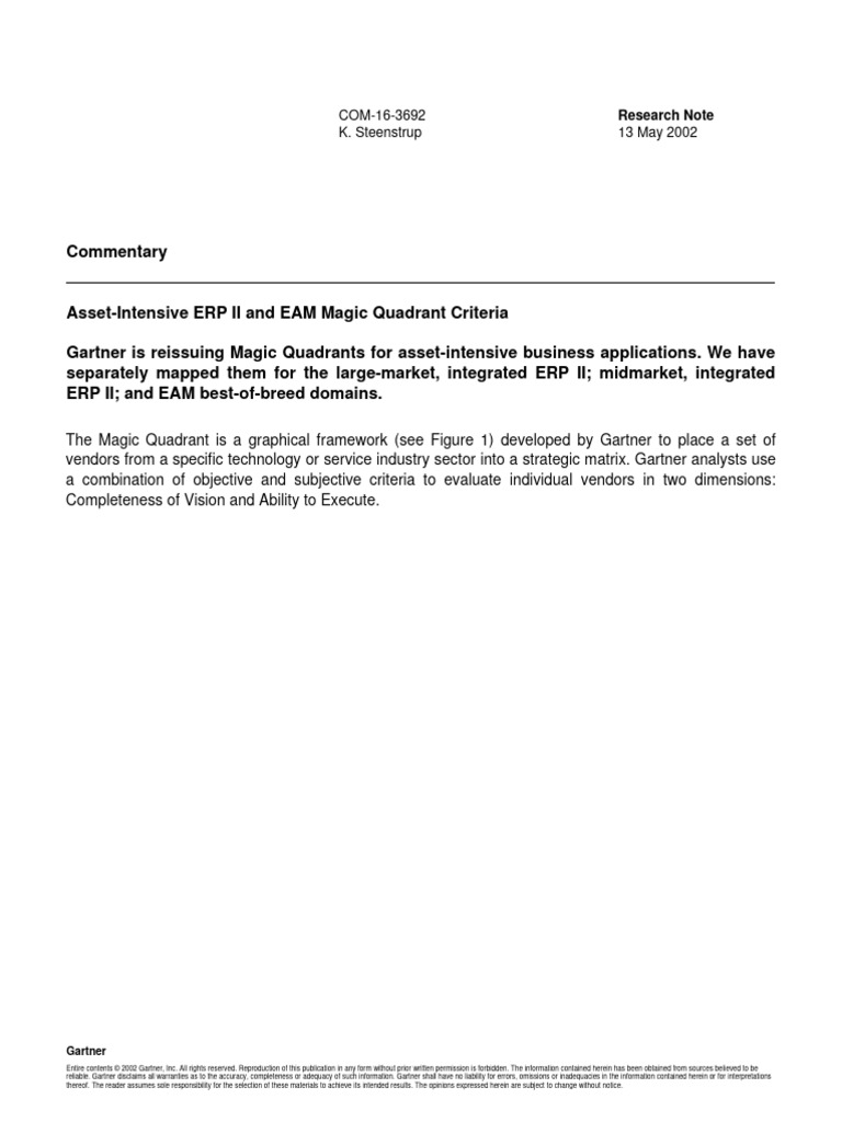 Asset-Intensive ERP and Magic Quadrant | PDF | Enterprise Resource ...