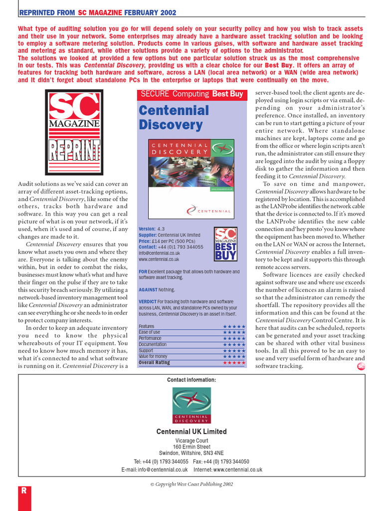 SC Magazine Reprint (Centennial Discovery) | PDF | Computer Network ...