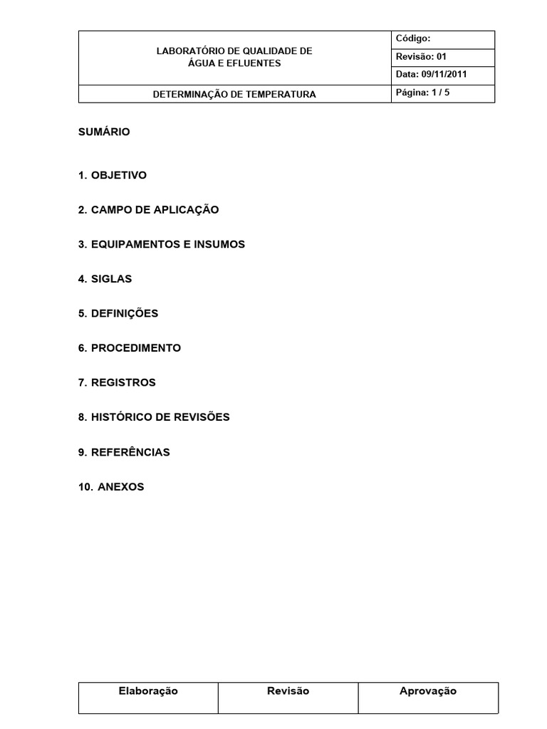 MODELO PTEC - 023 Determinacao de Temperatura - Rev01 | PDF | Termômetro | Temperatura