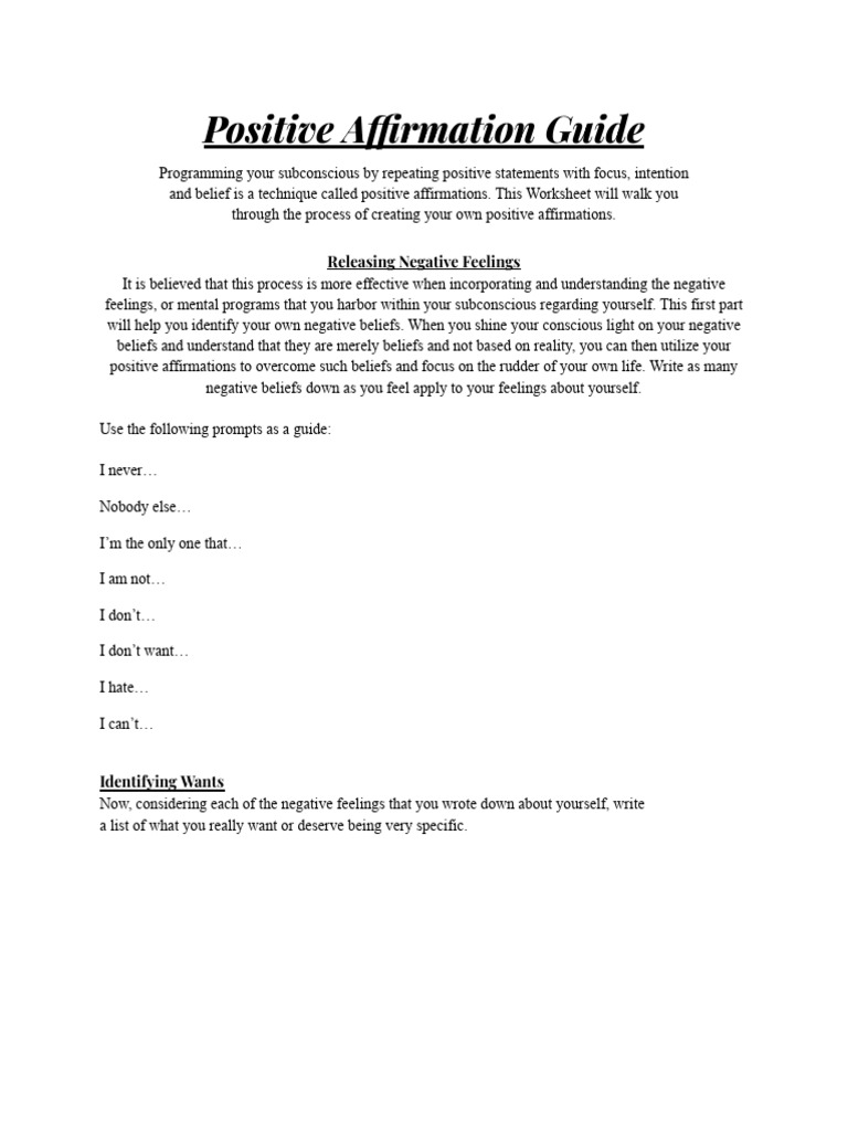 Positive Affirmation Guide | PDF | Self-Improvement | Lifestyle
