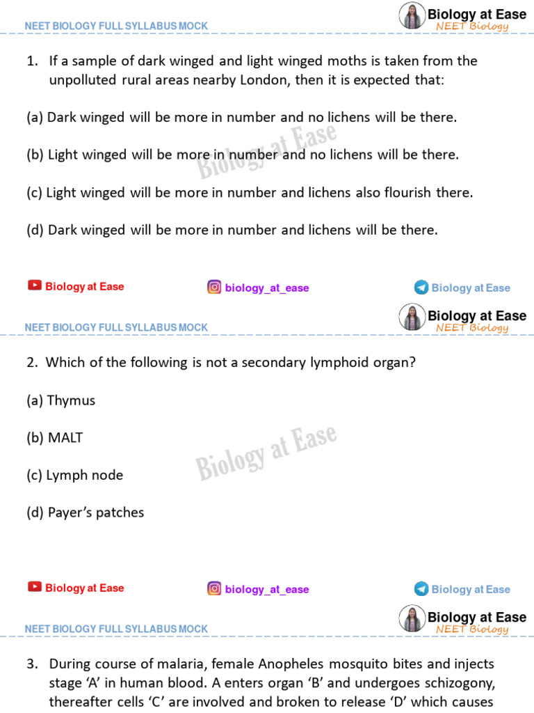 100 Qs.full Mock | PDF | Life Sciences | Genetics