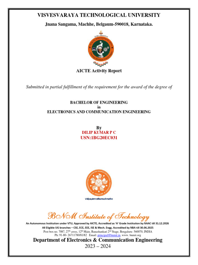 Certificate - AICTE - Report - Front - Sheet - 2020 BATCH - 240513 ...