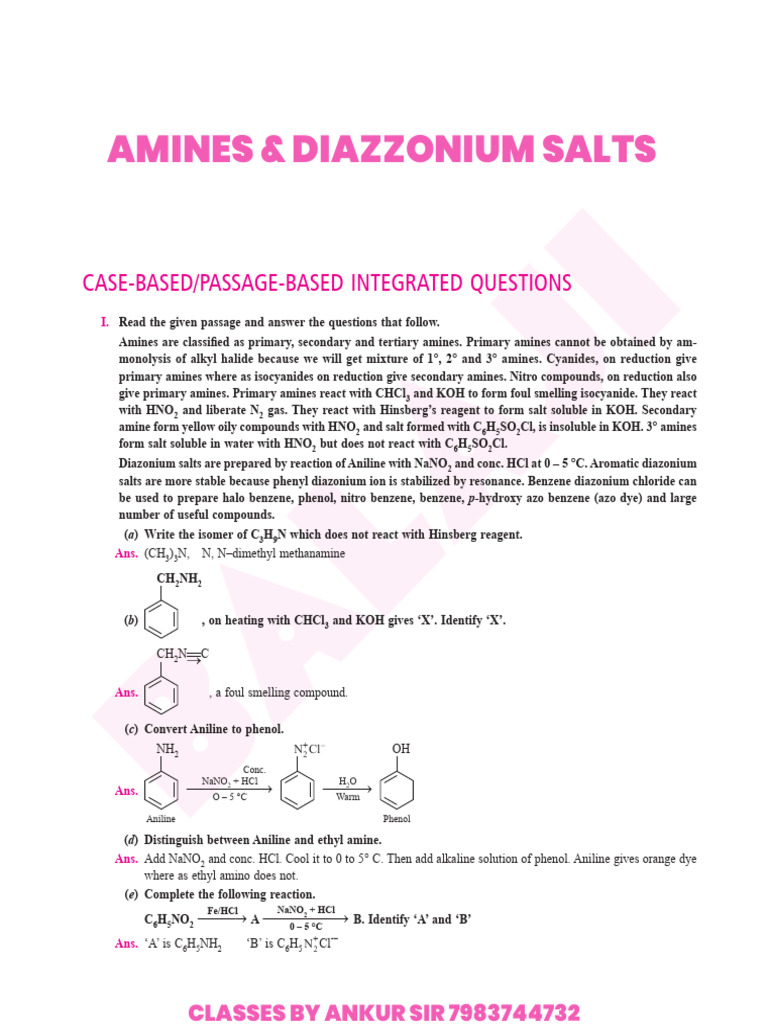 Case Based Question Amines | PDF | Amine | Molecules