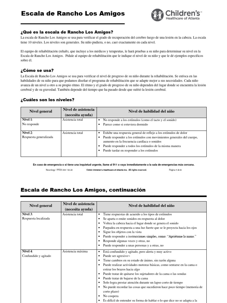 Rancho Los Amigos Scale SP | PDF | Memoria | Cerebro