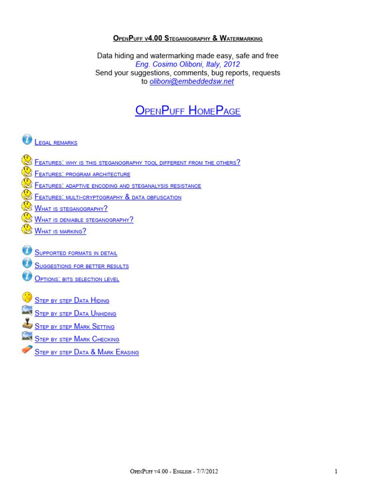 OpenPuff Help EN | PDF | Encryption | Cyberwarfare