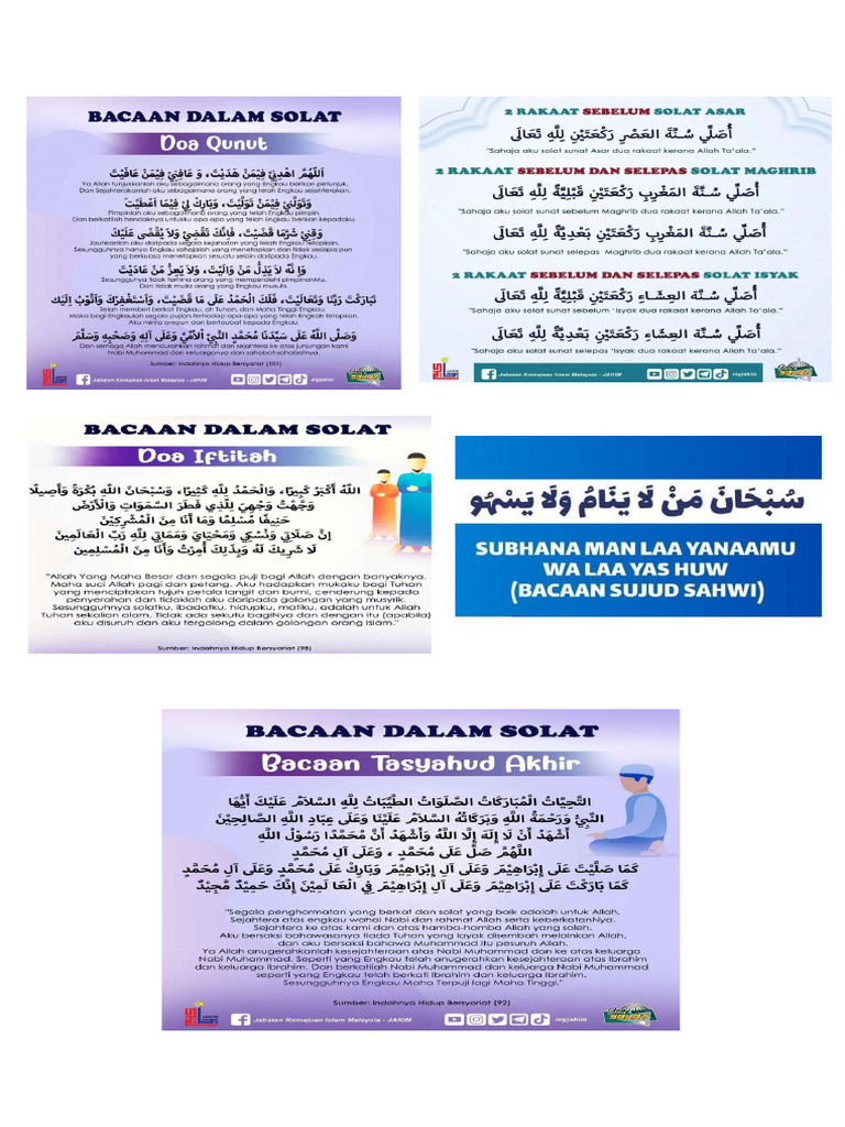 Doa Dan Niat Bacaan Solat | PDF