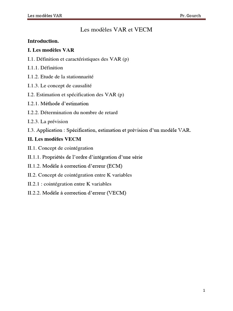 Modèles VAR : Définition et Applications | PDF | Processus ...
