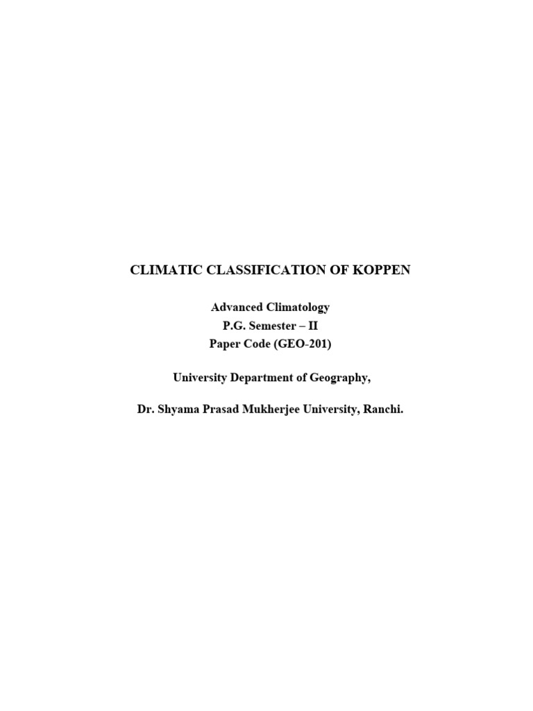Climatic Classification of Koppen | PDF | Temperate Climate | Oceanic Climate