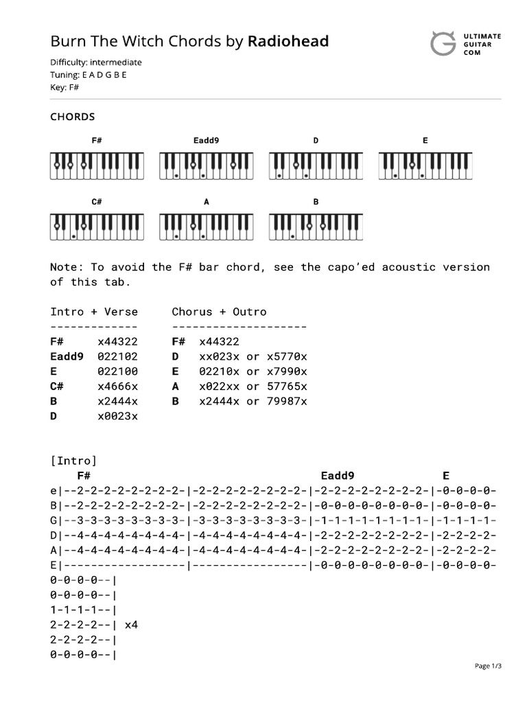 Burn the Witch Chords by Radiohead | PDF