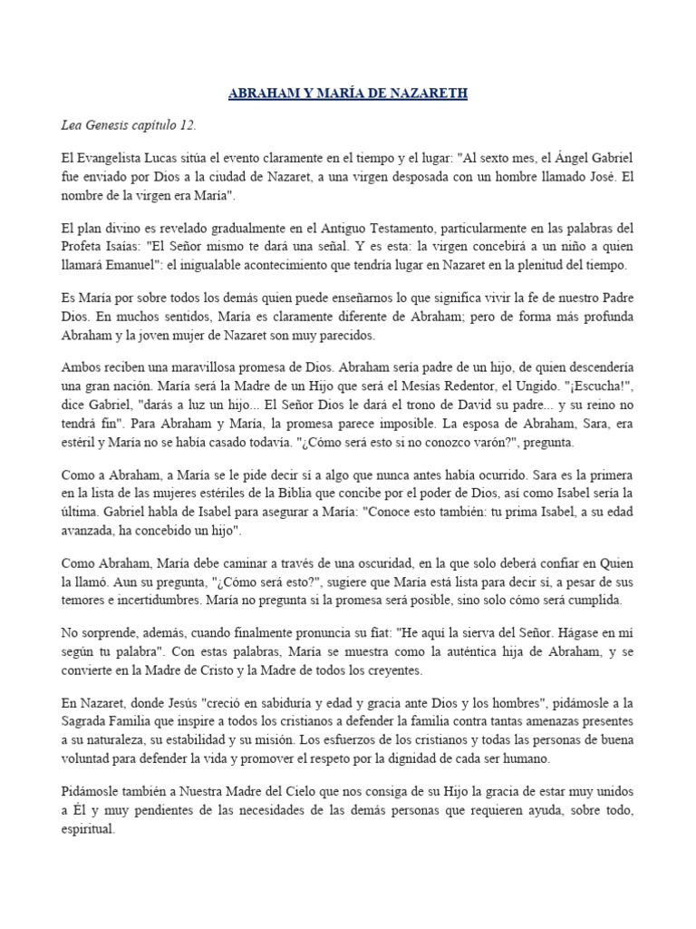 Abraham y María: Promesas Divinas | PDF | María, madre de Jesús ...