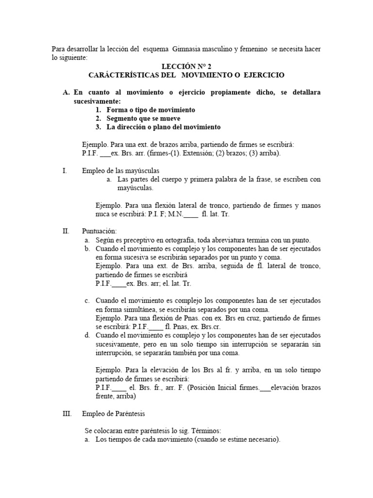 Lecci N 2 Caracteristicas Del Movimiento o Ejercicio | PDF