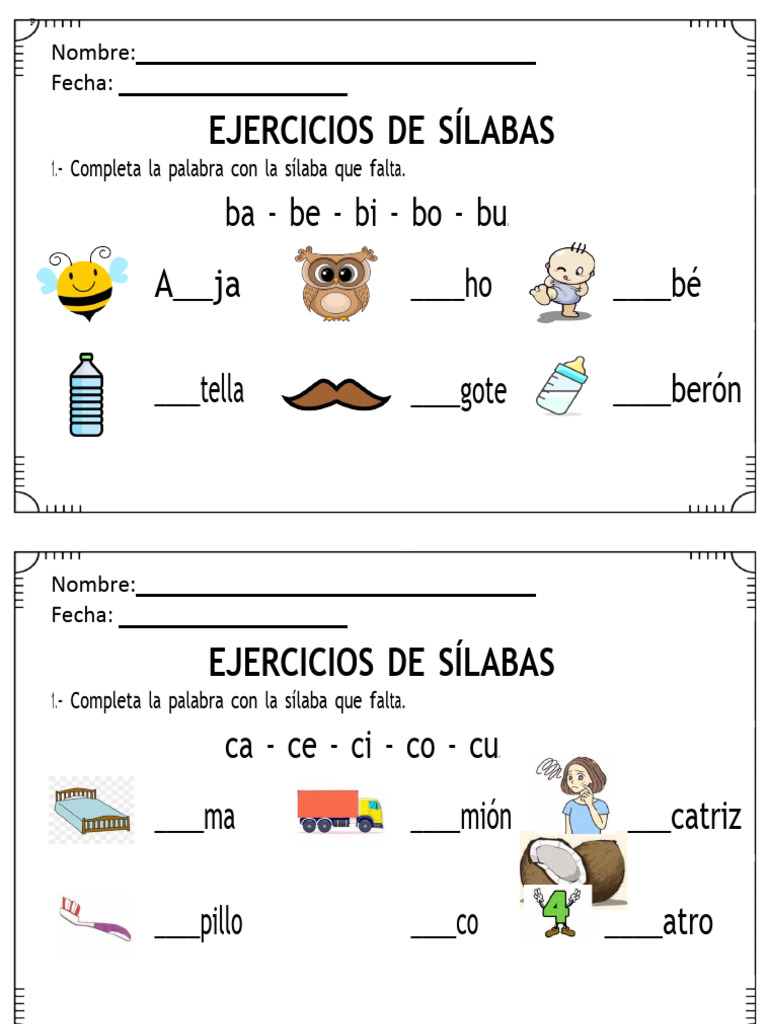 Cuadernillo Completa La Silaba Poner Imagenes | PDF