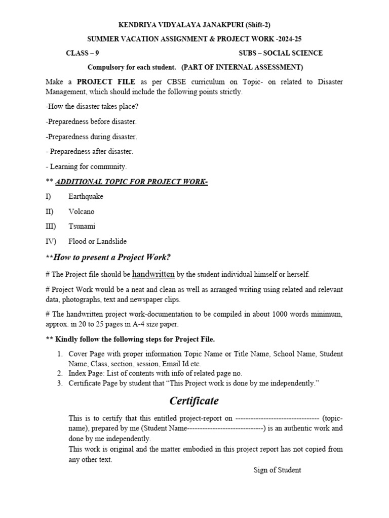 Class - Ix, SST Summer Vacation Assignment | PDF