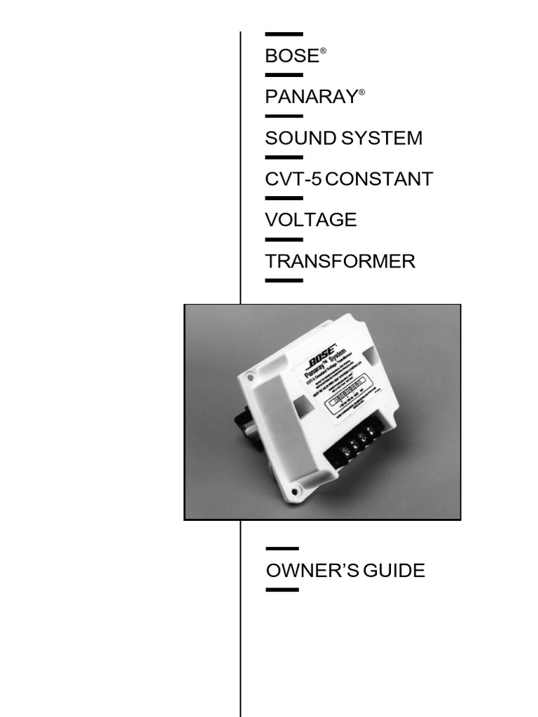 CVT-5 Owners Guide | PDF | Electrical Connector | Transformer