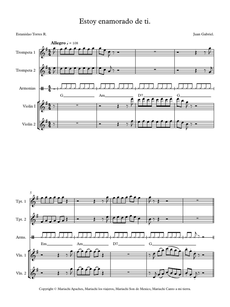 Estoy Enamorado Partitura y Partes 1 | PDF