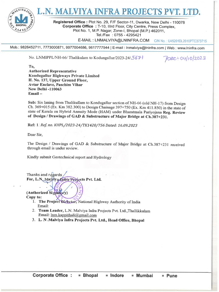 5671_Design & Drawings of GAD & Substructure of Major Bridge at Ch.387 ...