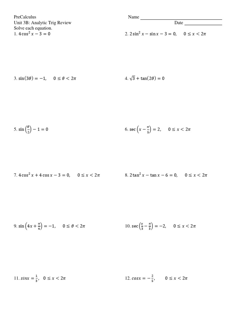 Unit 3b Analytic Trig Test Review Fall 2023 Pdf Crdownload Pdf