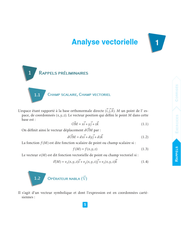 Rappels sur l'analyse vectorielle | PDF | Base (algèbre linéaire ...