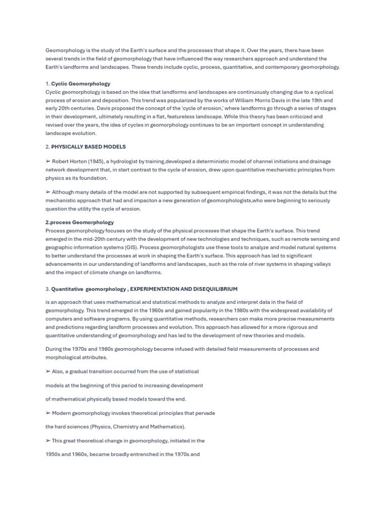 Trends in Geomorphology | Download Free PDF | Geomorphology | Earth ...