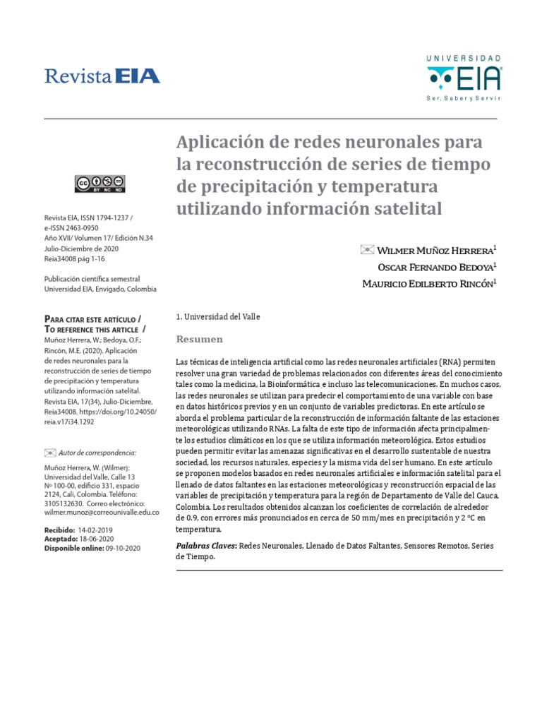 2463 0950 Eia 17 34 73 | PDF | Red neuronal artificial | Estadísticas