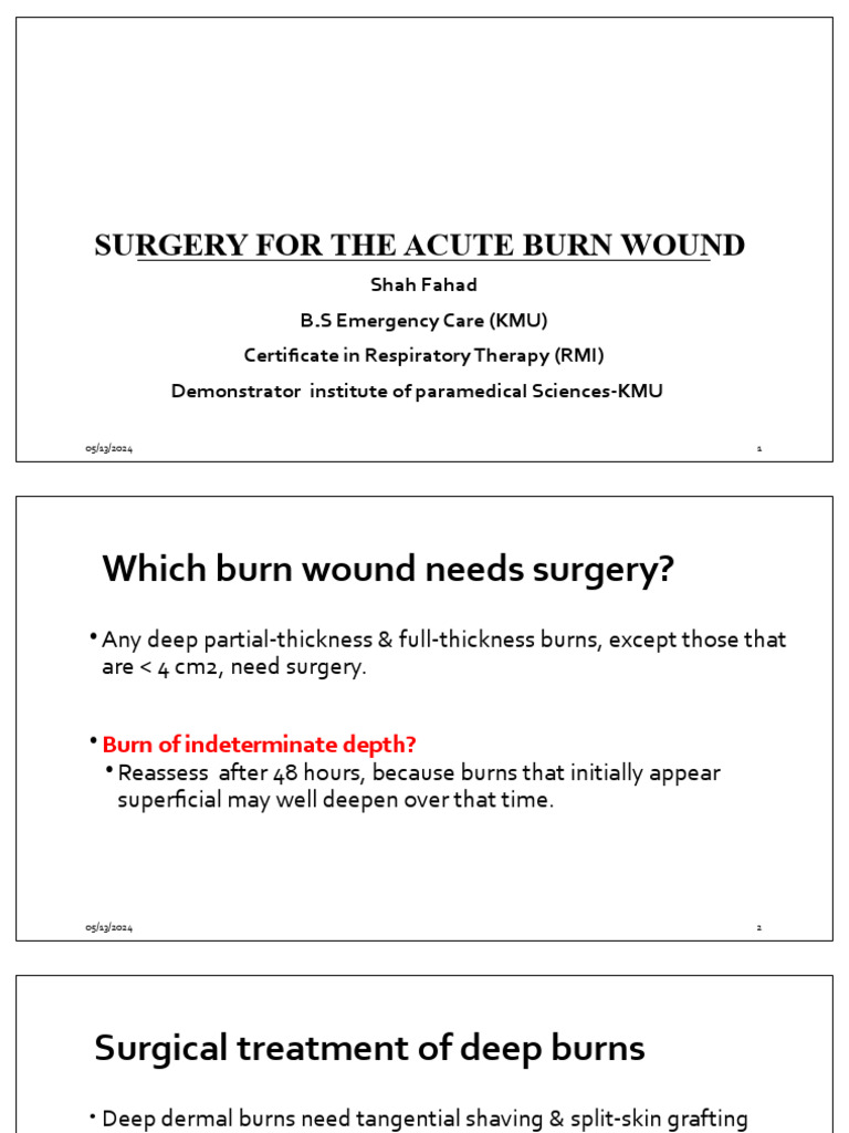 Acute Burn Wound Surgery Guide | PDF | Causes Of Death | Human Diseases ...