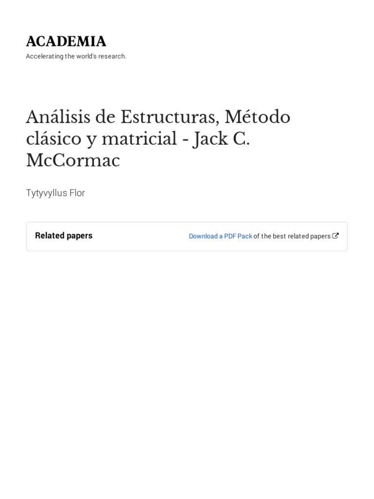 Analisis de Estructuras Metodo Clasico y Matricial Jack c Mccormac | PDF