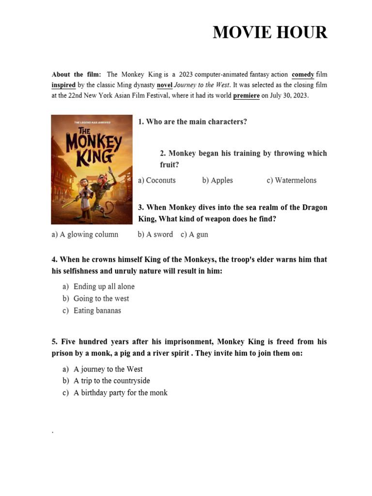 MOVIE HOUR - The Monkey King | PDF | Young Adult