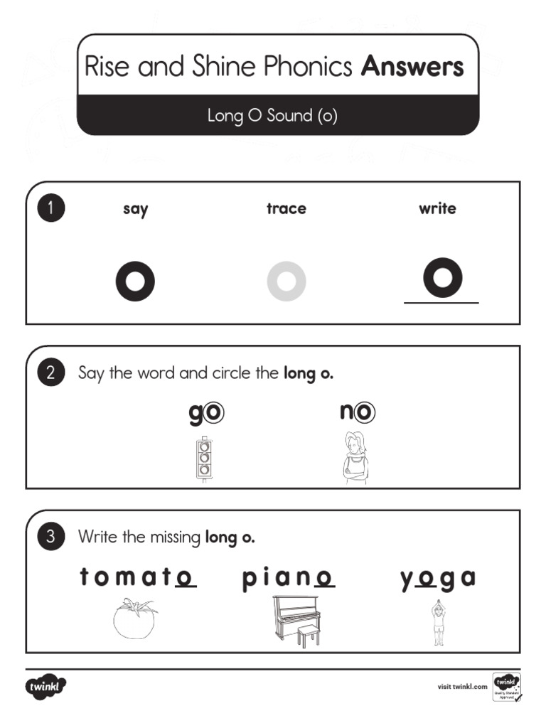 Answers Rise and Shine Phonics Long O Sound | PDF | Literacy | Pedagogy