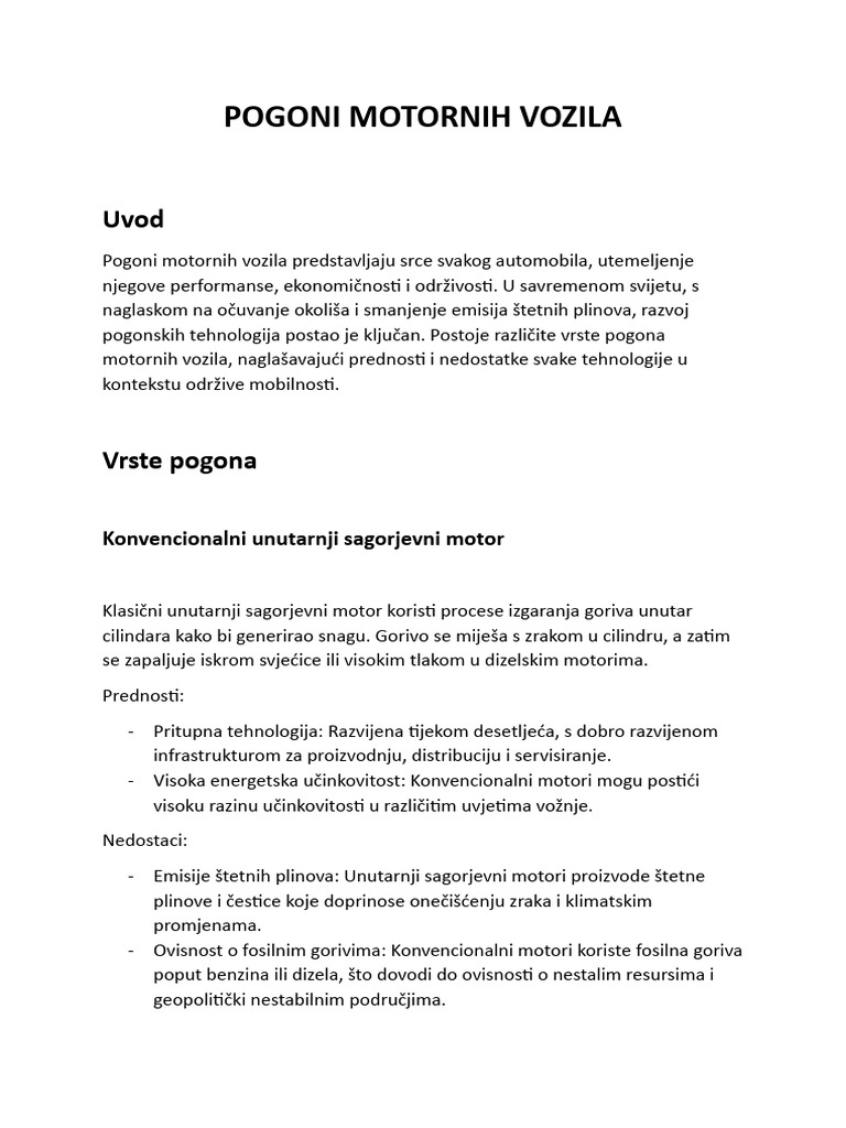Pogoni Motornih Vozila | PDF