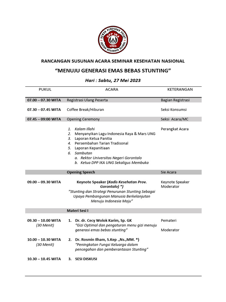 Rancangan Susunan Acara Seminar Kesehatan | PDF | Kesehatan Holistik