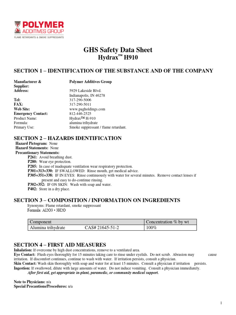 Hydrax H910 SDS | PDF | Hazardous Waste | Resource Conservation And ...