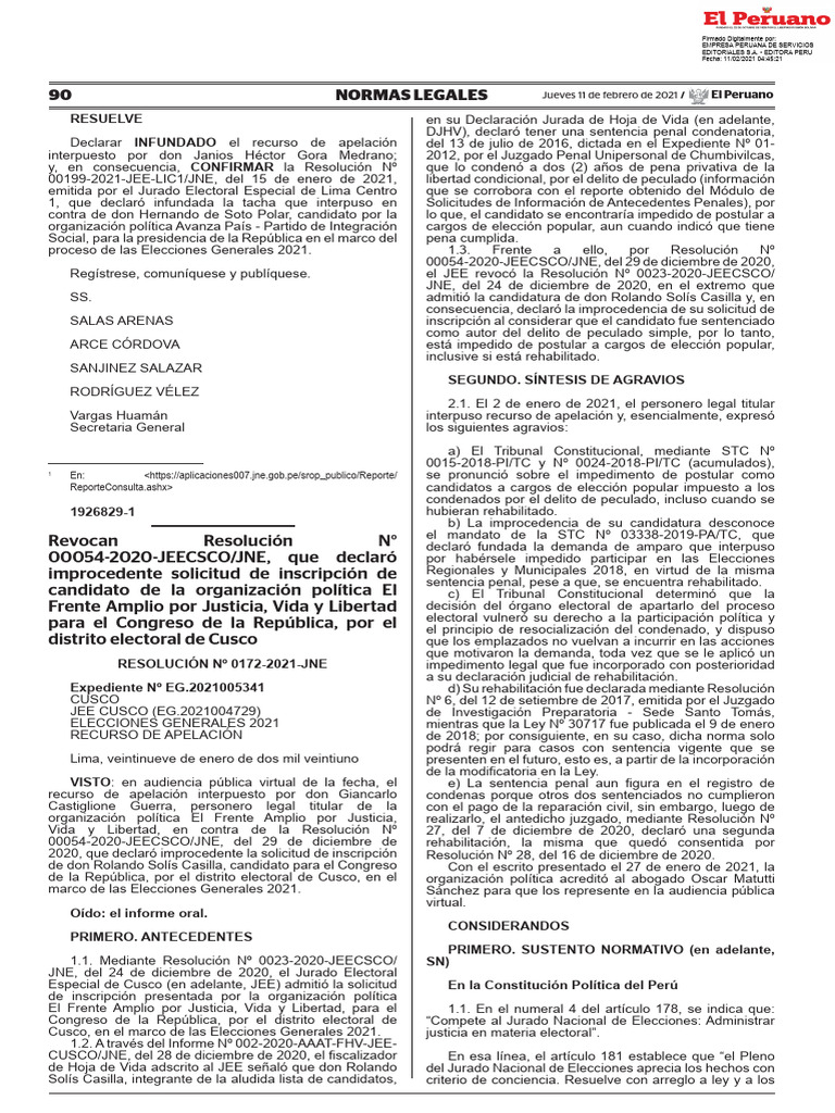 Resoluciones Electorales 2021 | PDF | Sentencia (ley) | Castigos