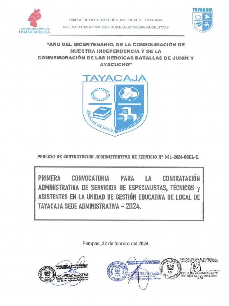 Convocatoria Cas 001-2024 Sede Ult | PDF Convocatoria Cas 001-2024 Sede Ult | PDF