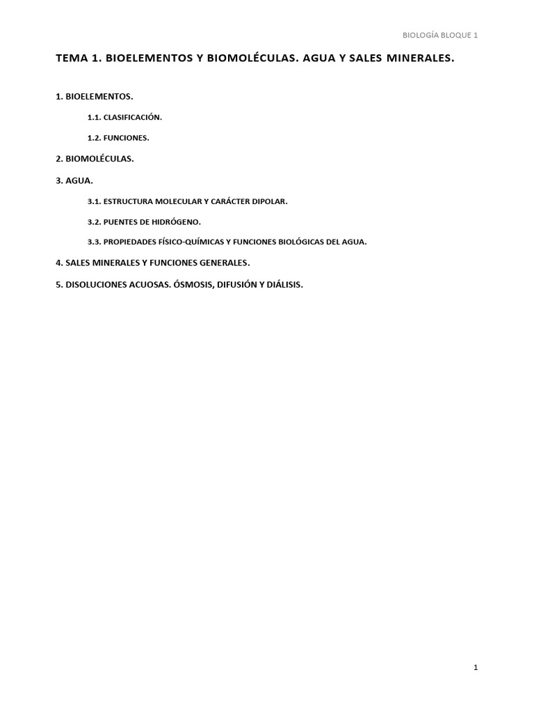 BIOLOGÍA 1. BIOELEMENTOS Y BIOMOLÉCULAS | PDF | Enlace covalente | Biomoléculas