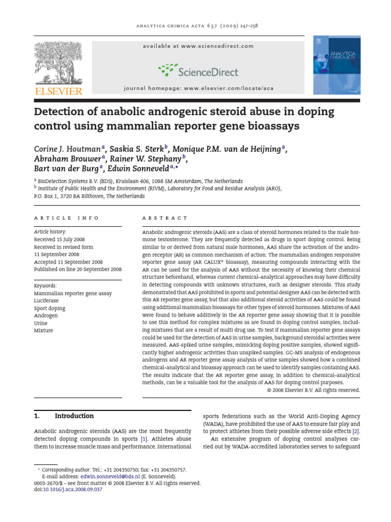 Houtman Et Al 2009 Aas Detection Reporter Gene Bioassay Pdf