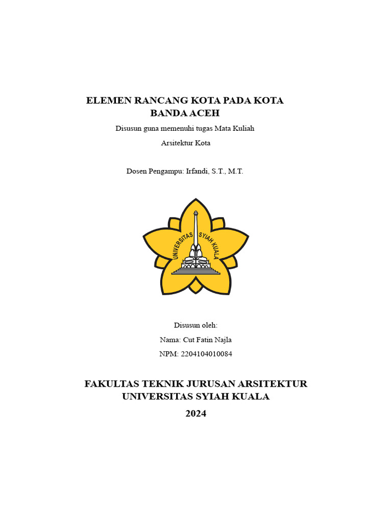 Elemen Rancang Kota Banda Aceh 2024 | PDF | Seni