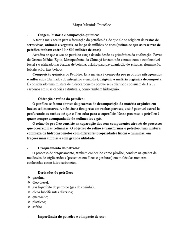 Mapa Mental Petróleo Download Grátis Pdf Petróleo Química Orgânica