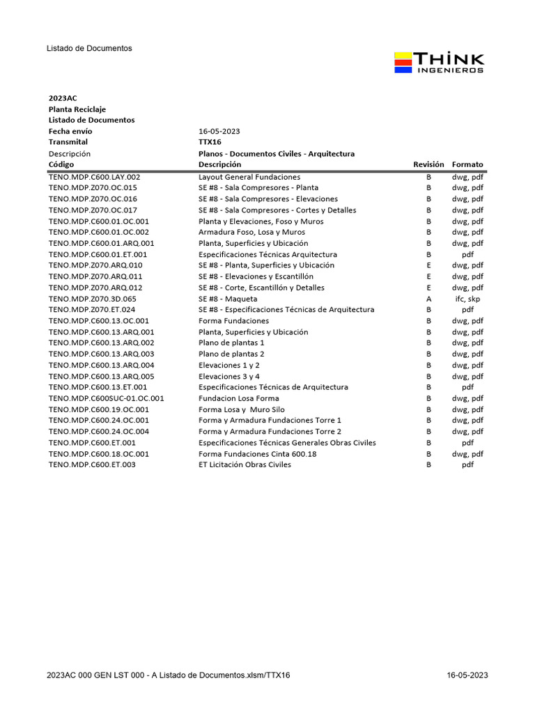 2023AC - TTX16 - Listado de Documentos | PDF | Software de gráficos | Convenciones de nombres