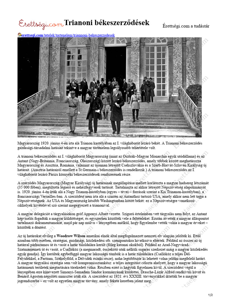 Trianoni Békeszerződések | PDF