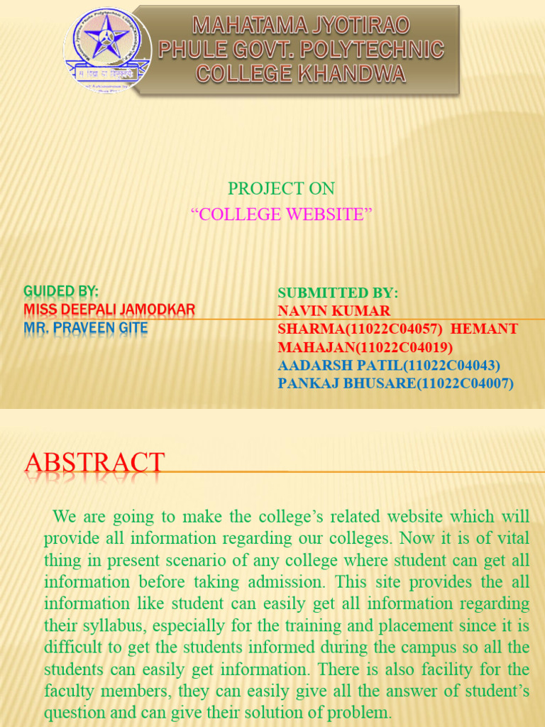 College Website Presentation | PDF | Websites | Databases